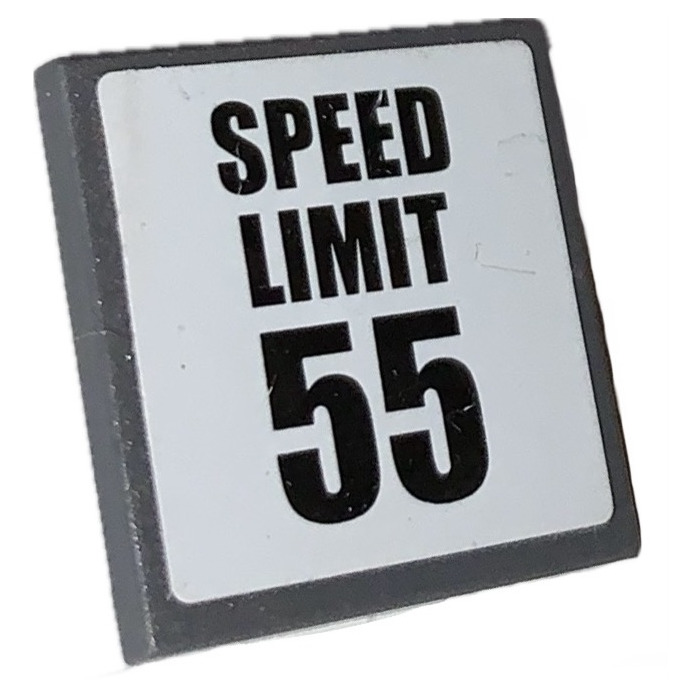LEGO Roadsign Clip-on 2 x 2 Square with Speed Limit 55 Sticker with 'U ...