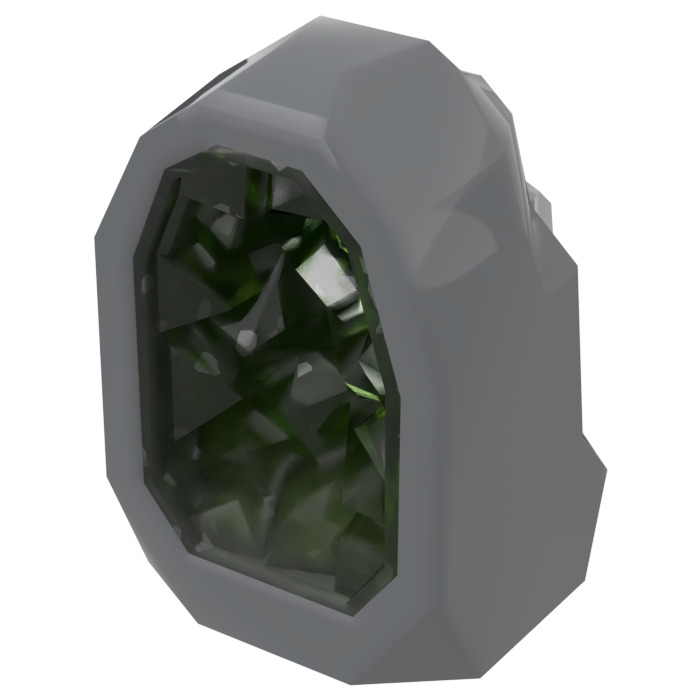 LEGO Dark Stone Gray Rock 1 x 1 with Transparent Bright Green Glitter ...