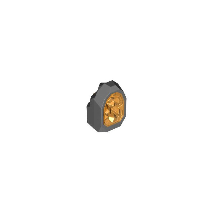 LEGO Dark Stone Gray Rock 1 x 1 with Transparent Orange Crystal (49656 ...