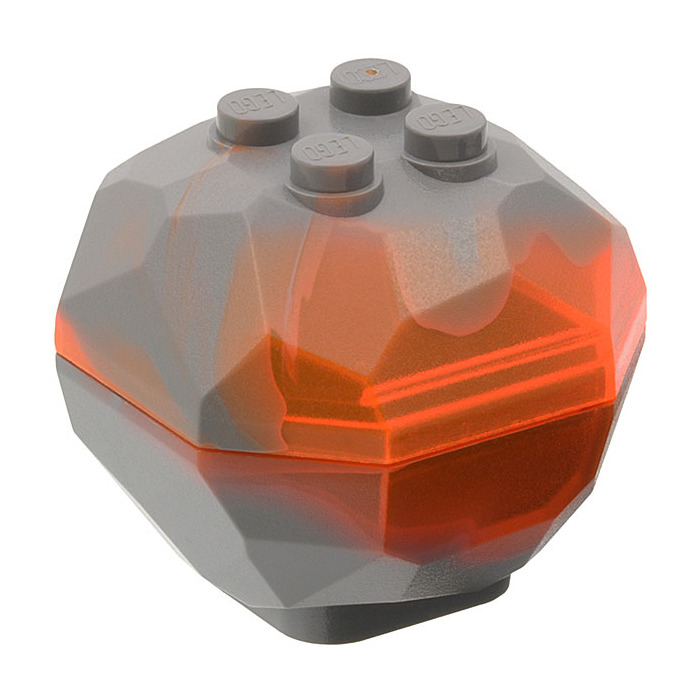 LEGO Dark Stone Gray Rock 4 x 4 Boulder with Marbled Transparent Neon ...