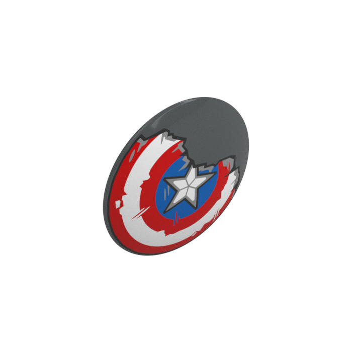 LEGO Round Shield with Curved Face with Captain America Star in Blue ...