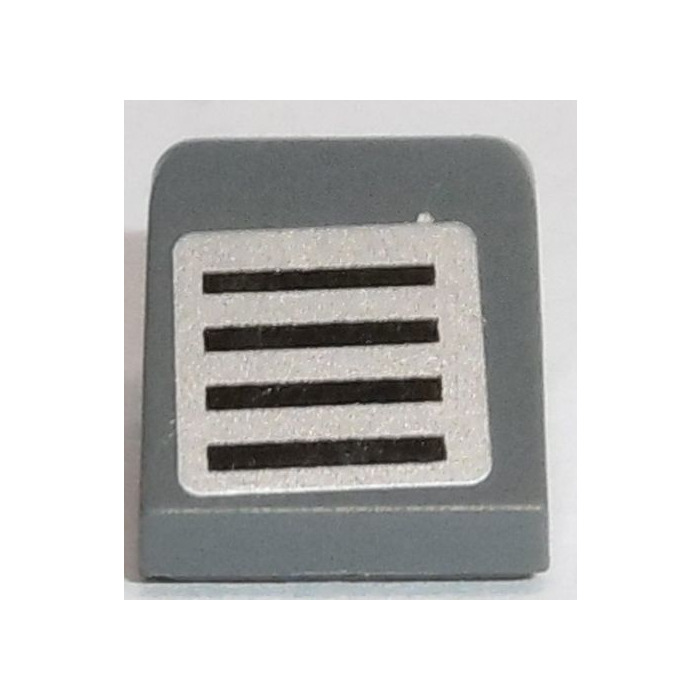 LEGO Dark Stone Gray Slope 1 x 1 (31°) with Black Grille on Silver ...