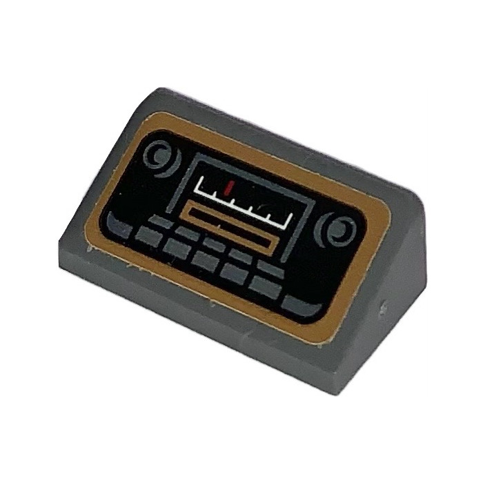 LEGO Dark Stone Gray Slope 1 x 2 (31°) with Car Radio and Buttons ...