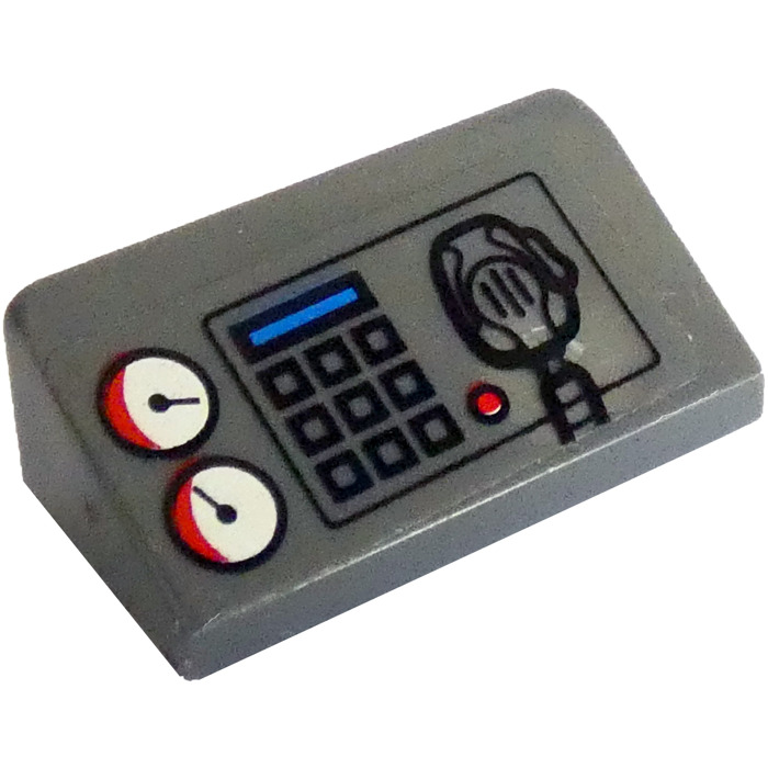 LEGO Dark Stone Gray Slope 1 x 2 (31°) with Control Panel 60023 Sticker ...