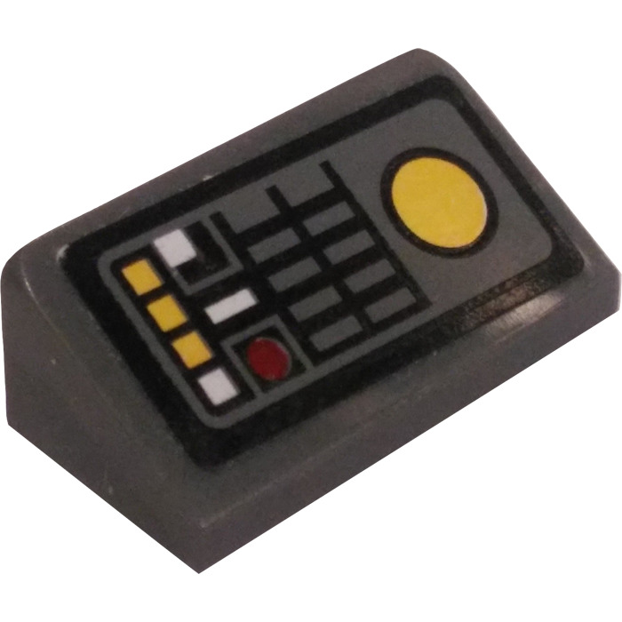 LEGO Dark Stone Gray Slope 1 x 2 (31°) with Malevolence Control Panel ...