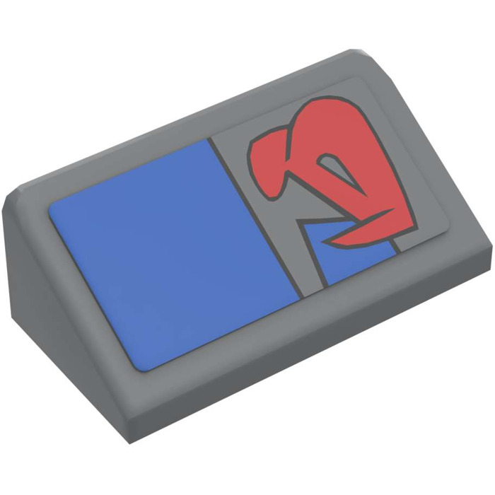 LEGO Dark Stone Gray Slope 1 x 2 (31°) with Red Markings and Blue ...