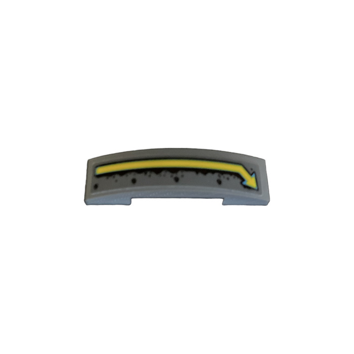 LEGO Dark Stone Gray Slope 1 x 4 Curved Double with Yellow Bent Arrow ...