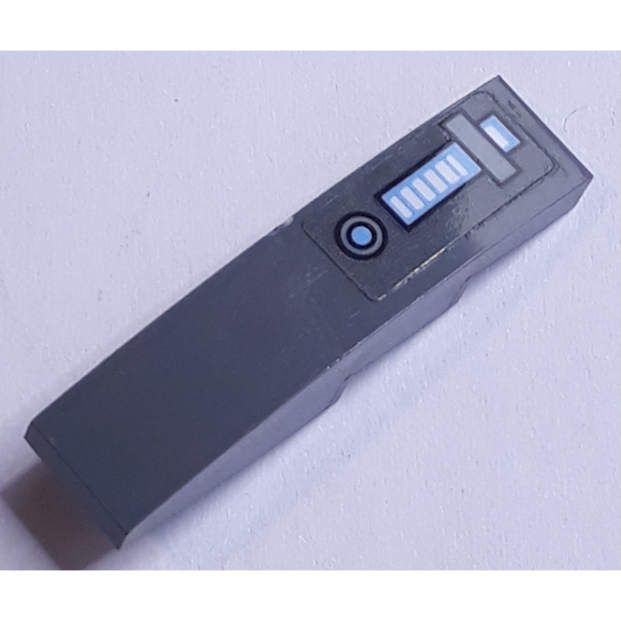 LEGO Dark Stone Gray Slope 1 x 4 Curved with Lever and Button Sticker ...