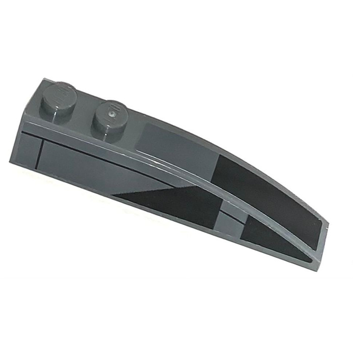 LEGO Dark Stone Gray Slope 1 x 6 Curved with Studs with Black pattern ...