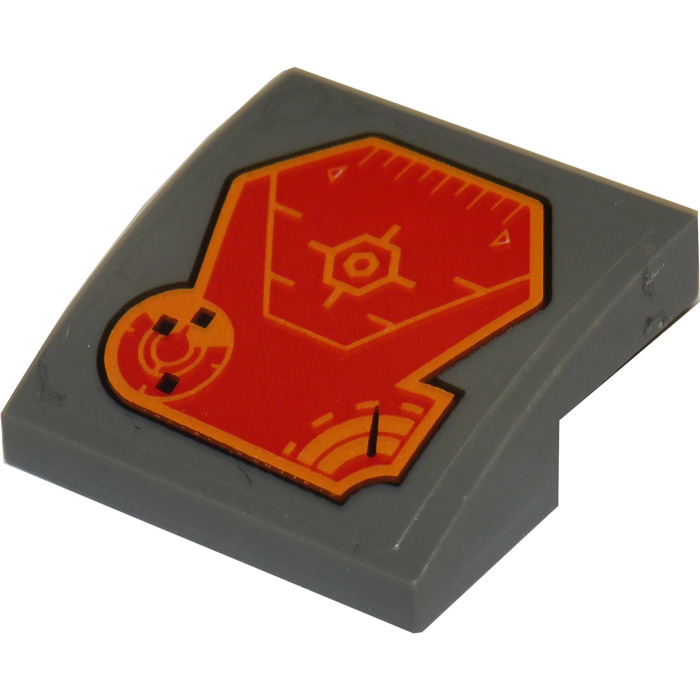 LEGO Dark Stone Gray Slope 2 x 2 Curved with Orange Radar and ...