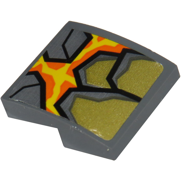 LEGO Dark Stone Gray Slope 2 x 2 Curved with Rock and Lava Sticker ...