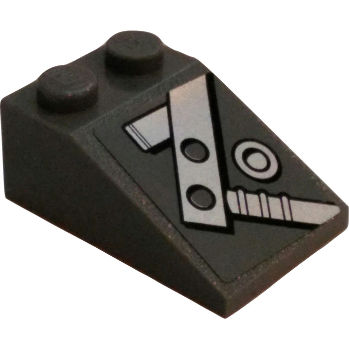 LEGO Dark Stone Gray Slope 2 x 3 (25°) with Steel Bars and Bolts (Left ...