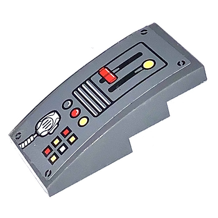LEGO Dark Stone Gray Slope 2 x 4 Curved with levers, radio and buttons ...