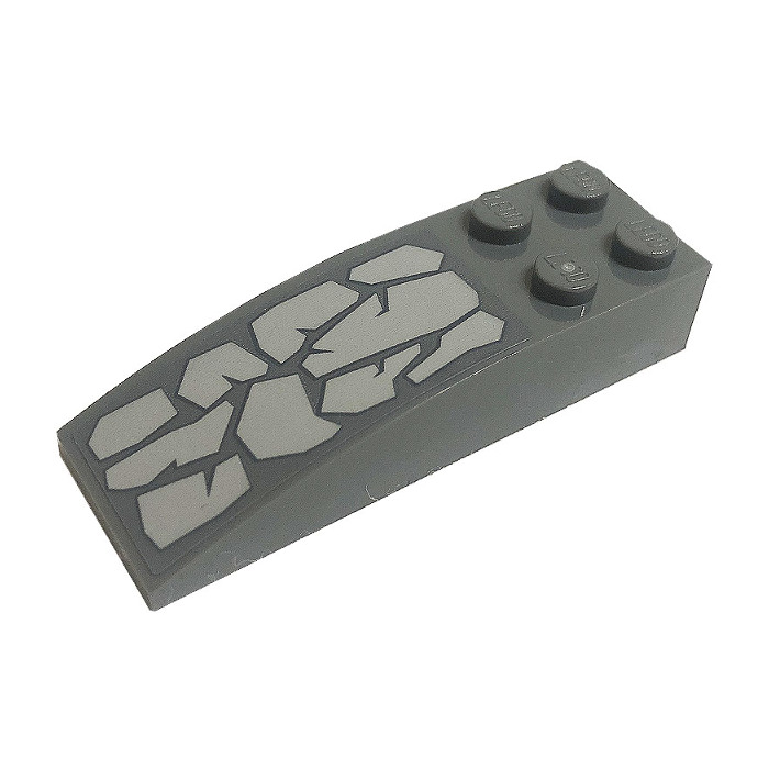 LEGO Dark Stone Gray Slope 2 x 6 Curved with Stones Sticker (44126 ...