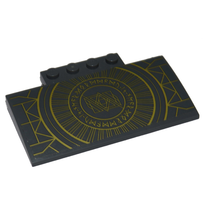 LEGO Slope 5 x 8 x 0.7 Curved with Circular Pattern and Runes Sticker ...