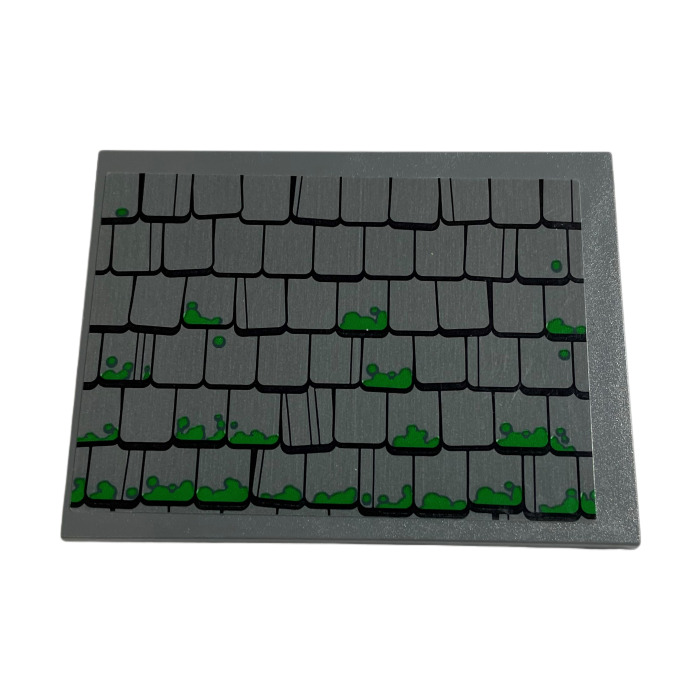 LEGO Dark Stone Gray Slope 6 x 8 (10°) with Roof Slates and Moss ...