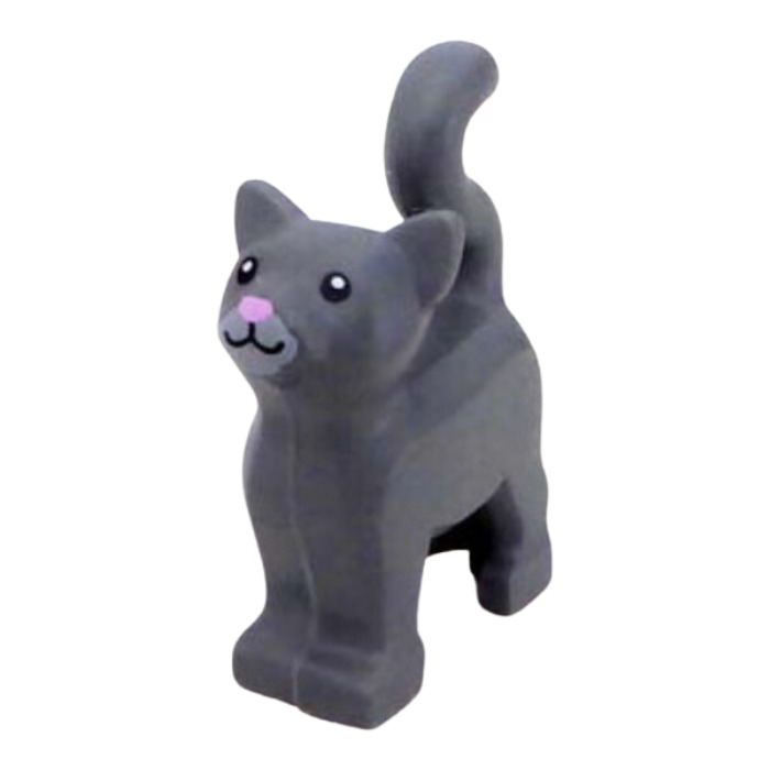 LEGO Standing Cat with Long Tail with Gray Fur and Pink Nose (80829 ...