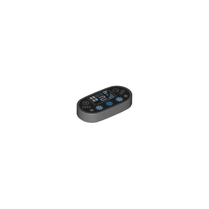 LEGO Dark Stone Gray Tile 1 x 2 with Rounded Ends with Racing Steering ...