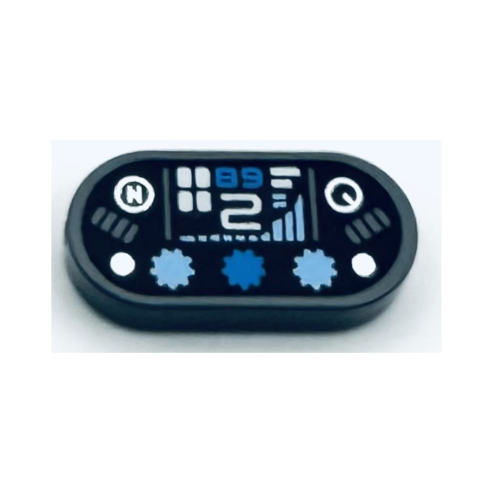 LEGO Dark Stone Gray Tile 1 x 2 with Rounded Ends with Racing Steering ...