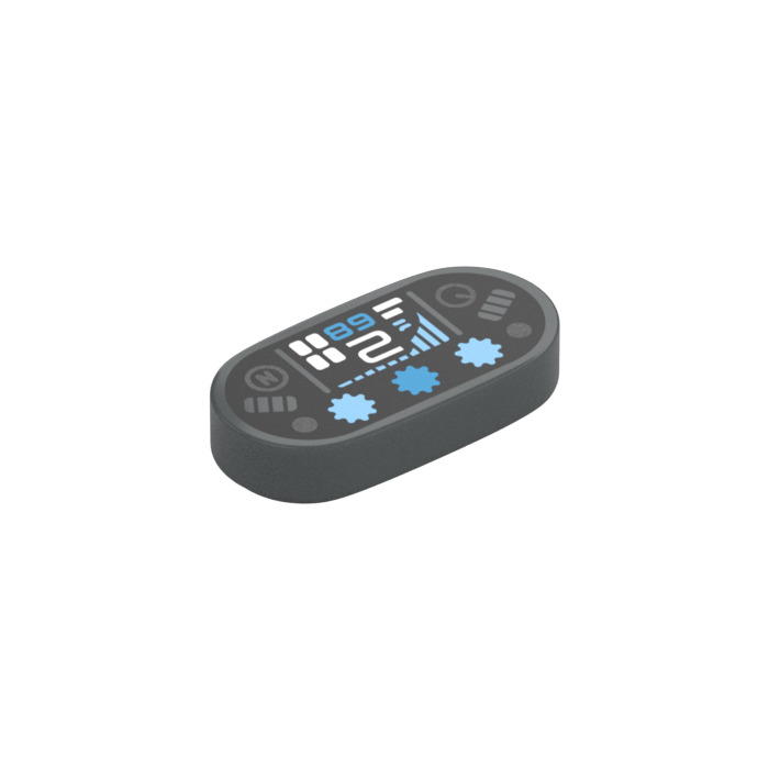 LEGO Dark Stone Gray Tile 1 x 2 with Rounded Ends with Racing Steering ...