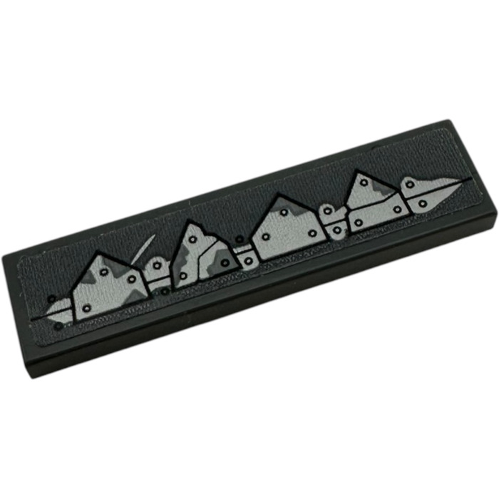 LEGO Tile 1 x 4 with silver triangular metal plates, seams and rivets ...