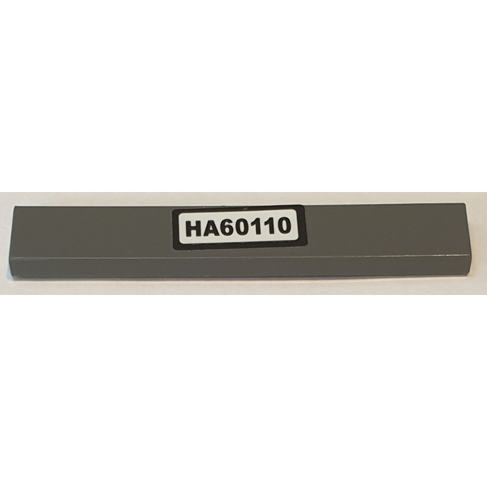LEGO Dark Stone Gray Tile 1 x 6 with 'HA60110' License Plate Sticker ...