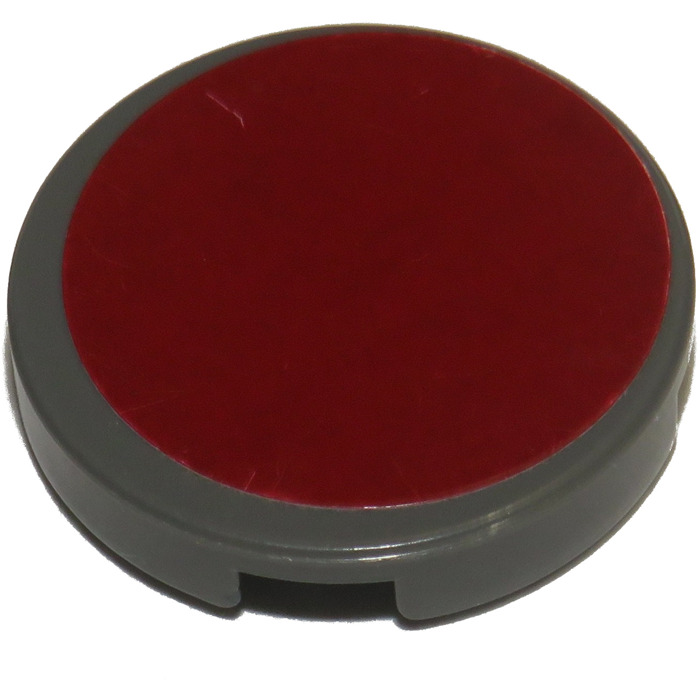 LEGO Tile 2 x 2 Round with Dark Red Circle Sticker with "X" Bottom ...