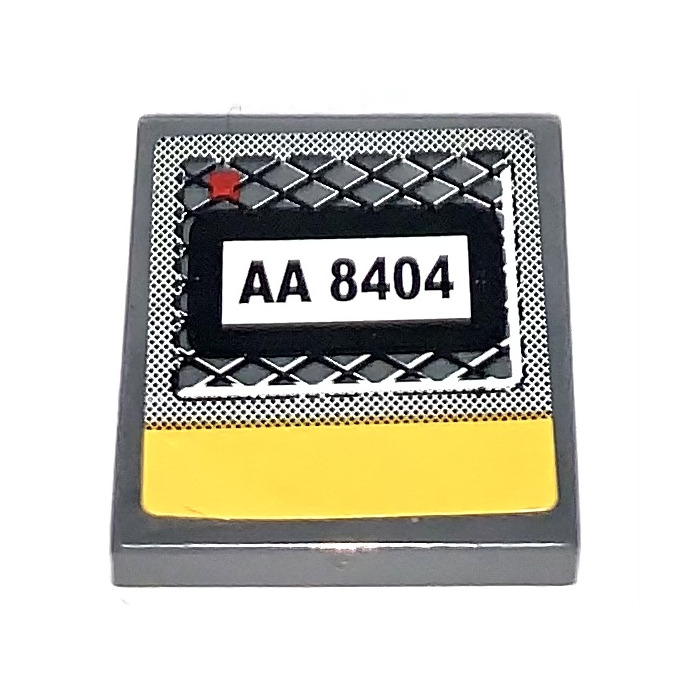 LEGO Dark Stone Gray Tile 2 x 2 with AA 8404 License Plate on Grill ...