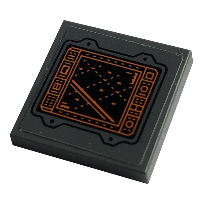 LEGO Tile 2 x 2 with Display Screen, Radar Map Sticker with Groove ...