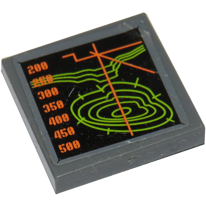LEGO Dark Stone Gray Tile 2 x 2 with Topographic Map Sticker with ...