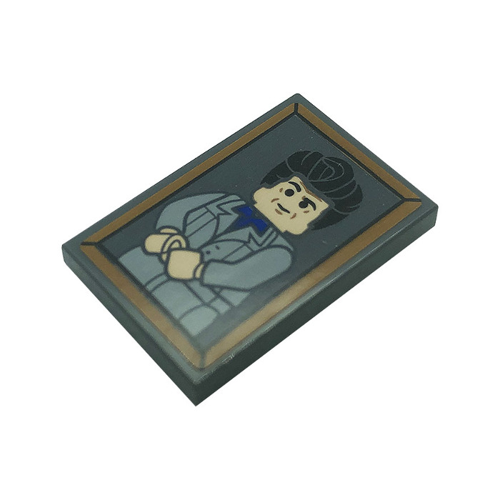 LEGO Dark Stone Gray Tile 2 x 3 with Cosmo Kramer Minifigure Sticker ...
