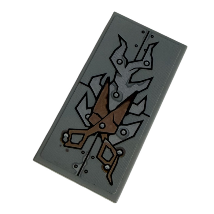 LEGO Tile 2 x 4 with Copper Scissors, Silver Metal Plates, Seams and ...
