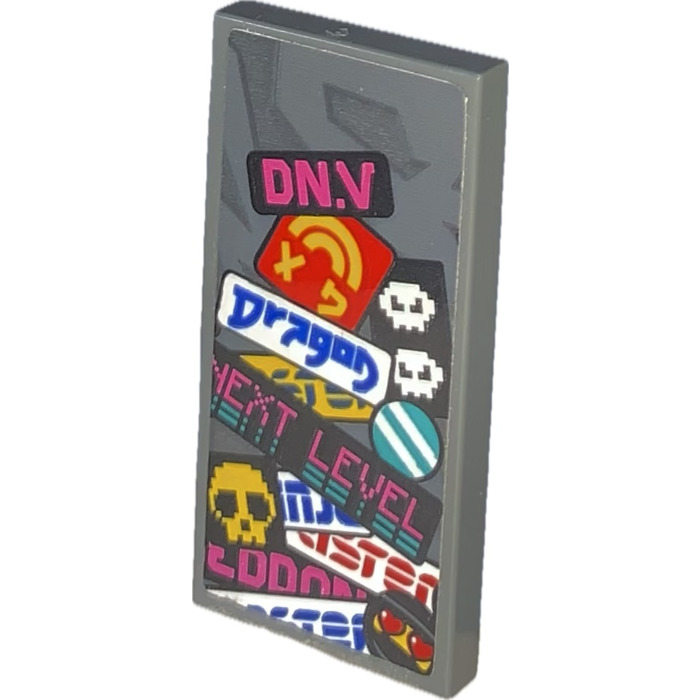 LEGO Dark Stone Gray Tile 2 x 4 with Graffiti Sticker (87079) | Brick ...