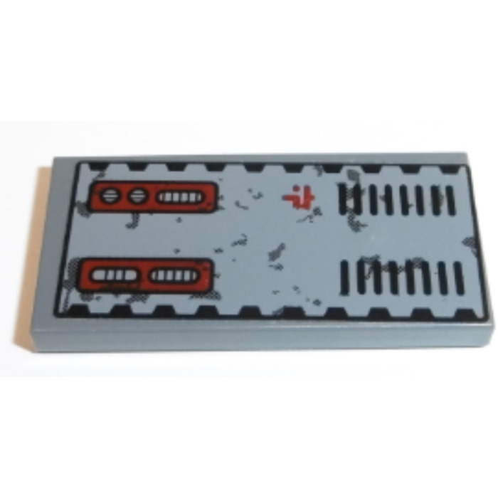 LEGO Dark Stone Gray Tile 2 x 4 with Vents and Gauges (Right) Sticker ...