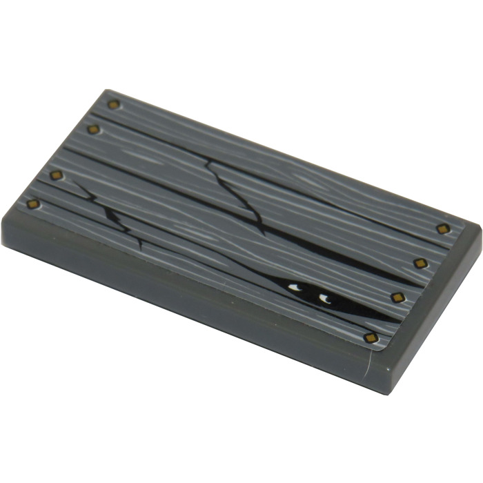 LEGO Dark Stone Gray Tile 2 x 4 with Wood Pattern 9446 Sticker (87079 ...