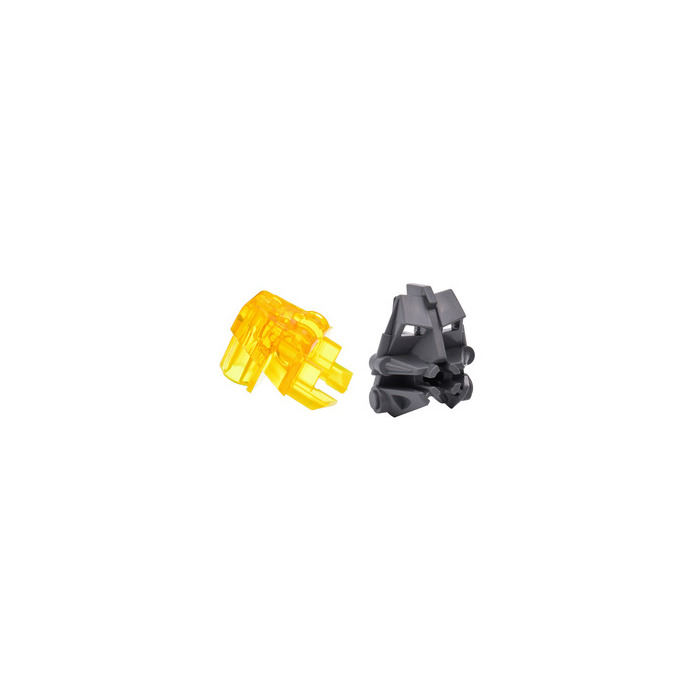 LEGO Dark Stone Gray Toa Head with Transparent Neon Yellow Toa Eyes ...