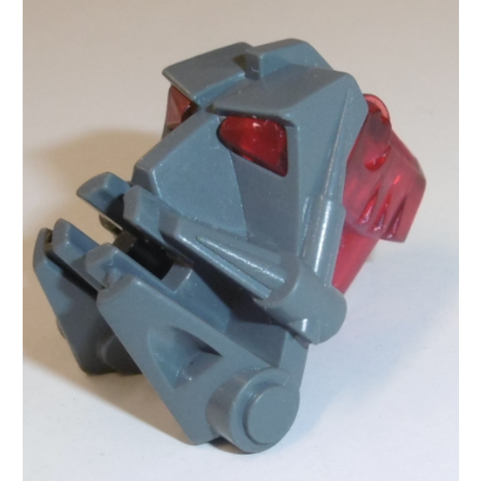 LEGO Dark Stone Gray Toa Head with Transparent Red Toa Eyes/Brain Stalk ...