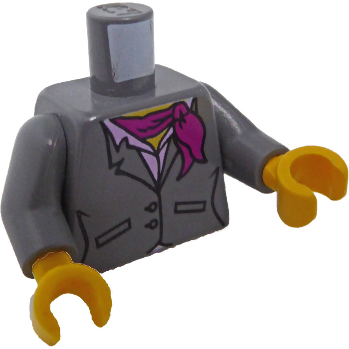 LEGO Dark Stone Gray Torso with Jacket, Pink Blouse, and Magenta Scarf ...