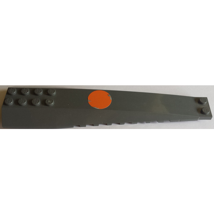 LEGO Dark Stone Gray Wedge 4 x 16 Triple Curved with Worn Orange Circle ...