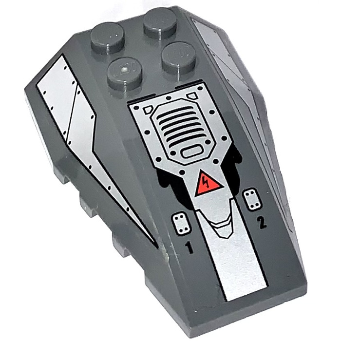 LEGO Dark Stone Gray Wedge 6 x 4 Triple Curved with Numbered "1" and "2 ...