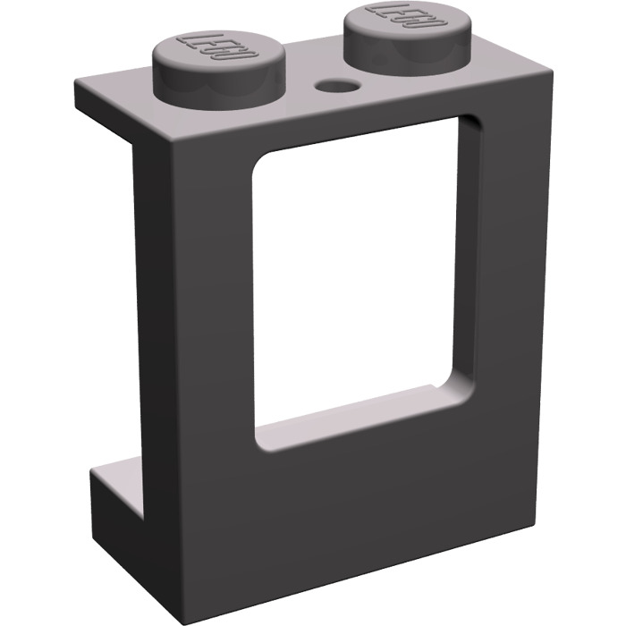 LEGO Dark Stone Gray Window Frame 1 x 2 x 2 (Plane) with 2 Holes in ...