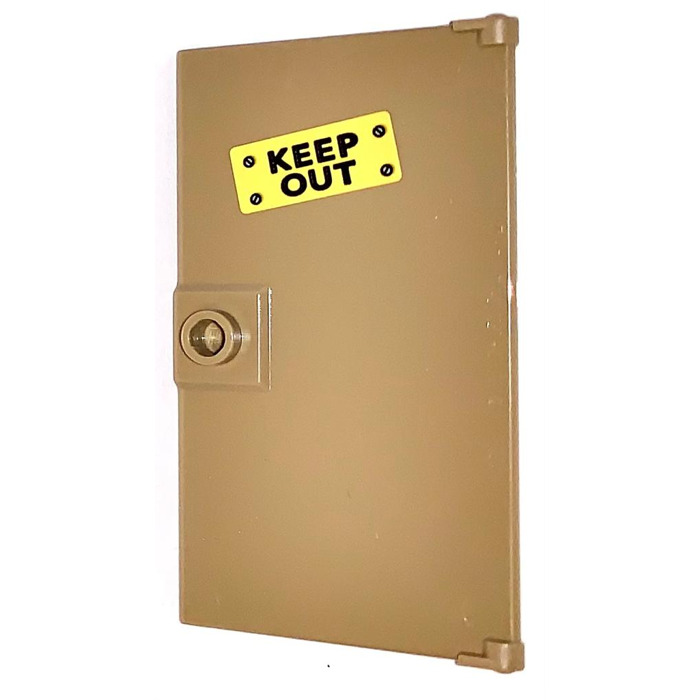 LEGO Dark Tan Door 1 x 4 x 6 with Stud Handle with ‘KEEP OUT ...