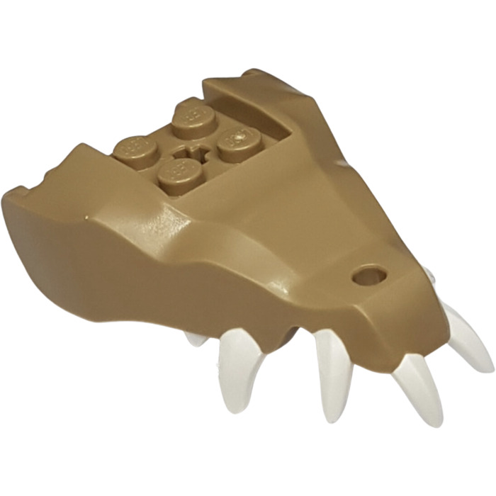 LEGO Dark Tan Dragon Head Jaw with Studs and White Teeth (72224 ...
