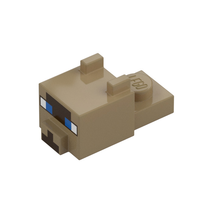 LEGO Pixelated Minecraft Animal Head with Ears with Cat Face with Blue ...