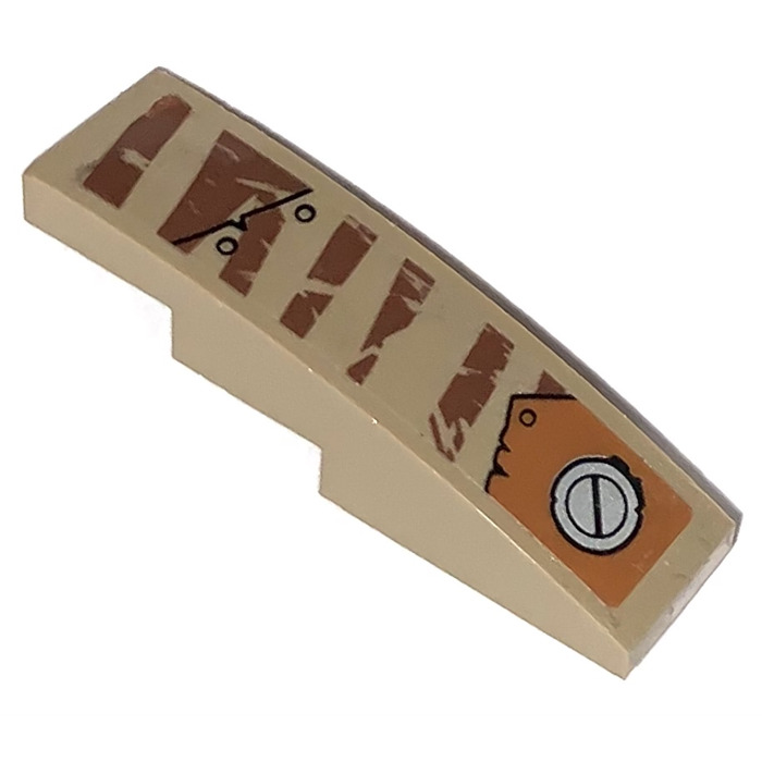 LEGO Dark Tan Slope 1 x 4 Curved with Tiger Stripes, Filler Cap Sticker ...