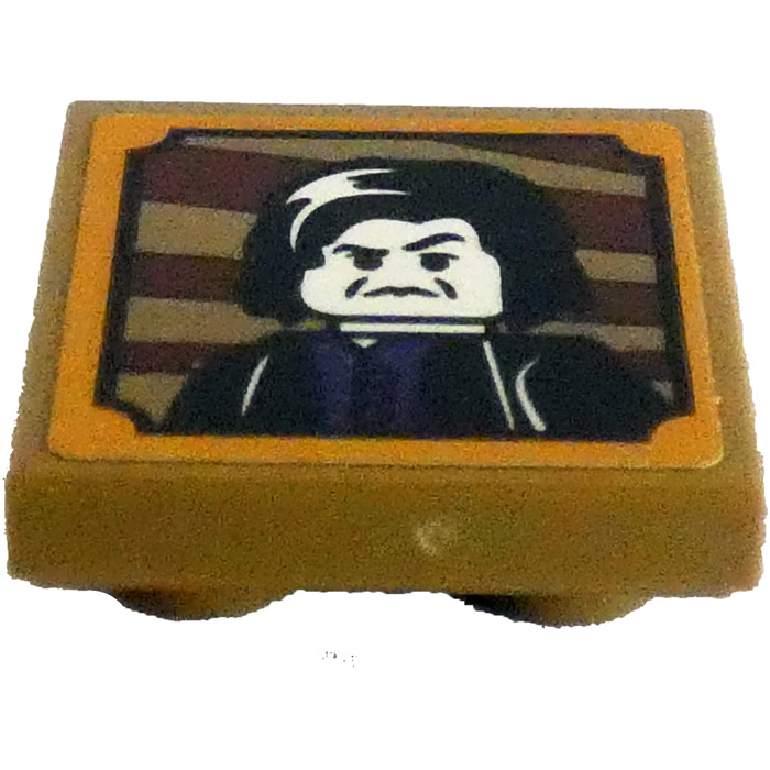 LEGO Dark Tan Tile 2 x 2 Inverted with Portrait of a Man Sticker (11203 ...