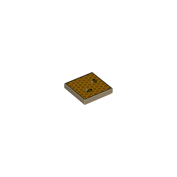 LEGO Dark Tan Tile 2 x 2 with Honeycomb and Small Bees with Groove ...