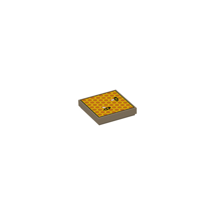 LEGO Dark Tan Tile 2 x 2 with Honeycomb and Small Bees with Groove ...