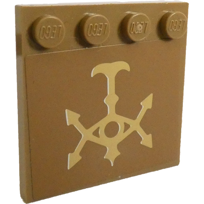 LEGO Dark Tan Tile 4 x 4 with Studs on Edge with Tan symbol Sticker ...