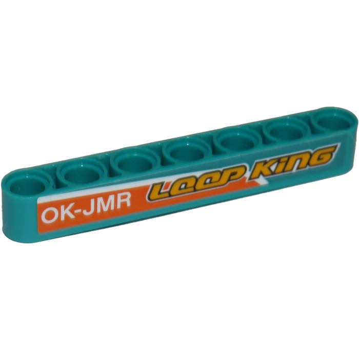 LEGO Dark Turquoise Beam 7 with Orange Stripe, 'LOOP KiNG' and 'OK-JMR ...